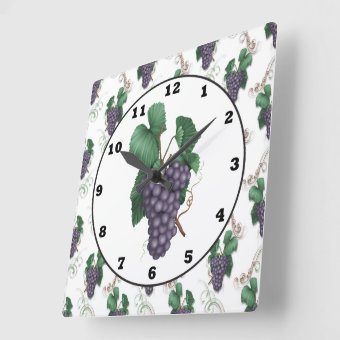 Country Grapes kitchen wall clock | Zazzle