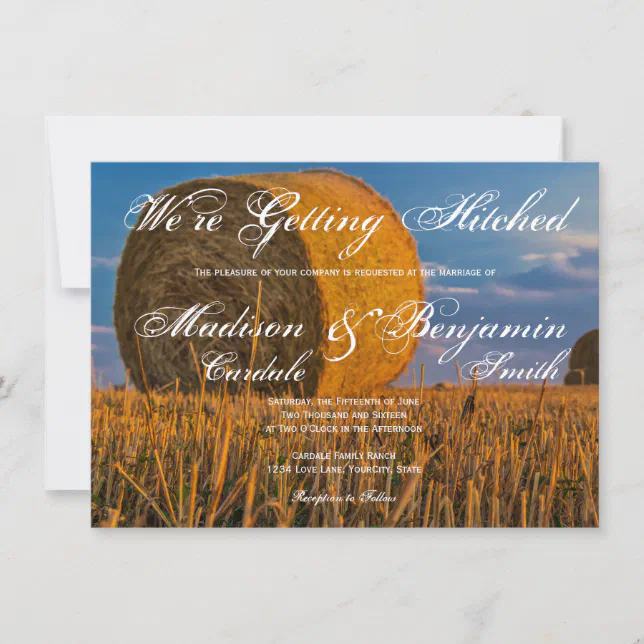 Country Hay Bale Rural Wedding Invitations | Zazzle