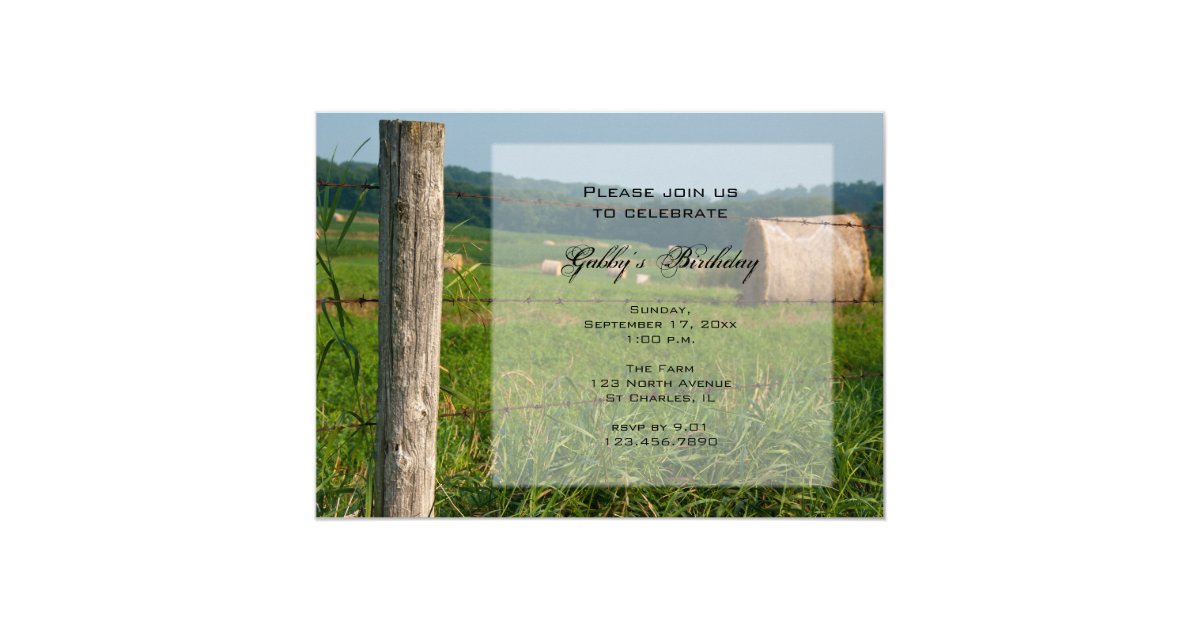 Country Hay Bales Farm Birthday Party Invitation | Zazzle.com