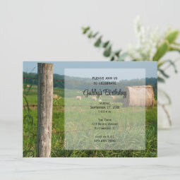 Country Hay Bales Farm Birthday Party Invitation | Zazzle