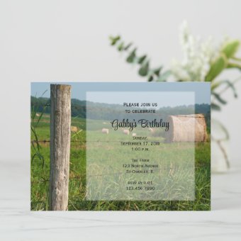Country Hay Bales Farm Birthday Party Invitation | Zazzle