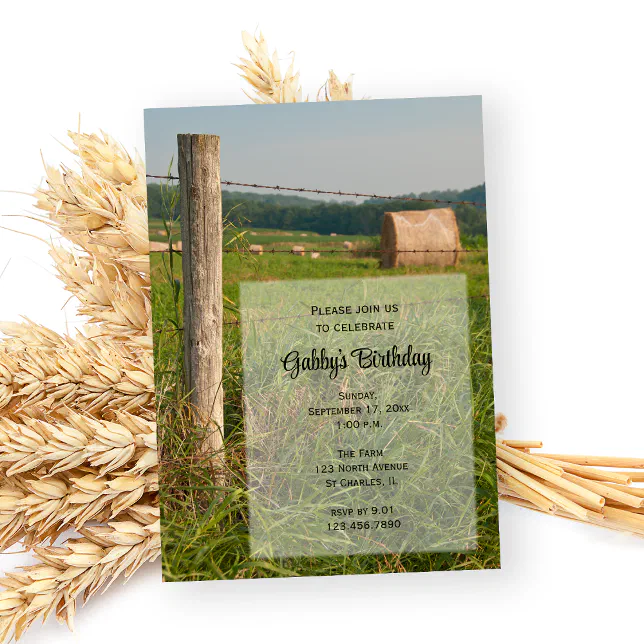 Country Hay Bales Ranch Birthday Party Invitation | Zazzle
