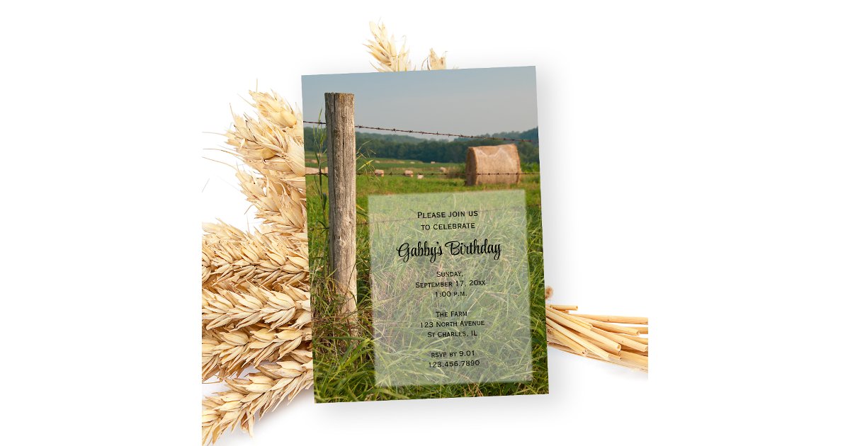 Country Hay Bales Ranch Birthday Party Invitation | Zazzle