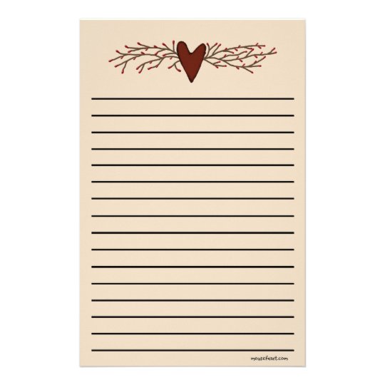 Country Heart Thick Line Stationery | Zazzle.com