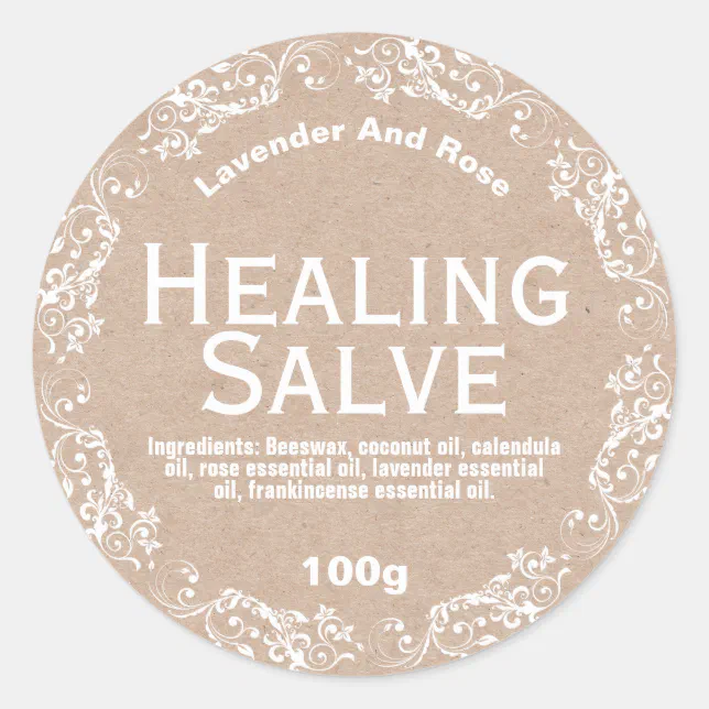 Country Kraft And Lace Herbal Balm Salve Labels | Zazzle