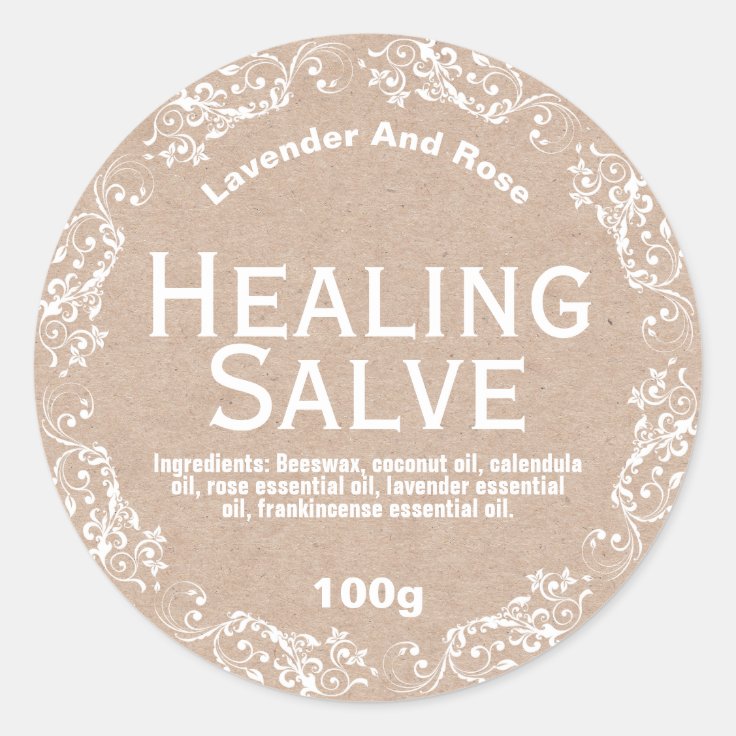 Country Kraft And Lace Herbal Balm Salve Labels | Zazzle