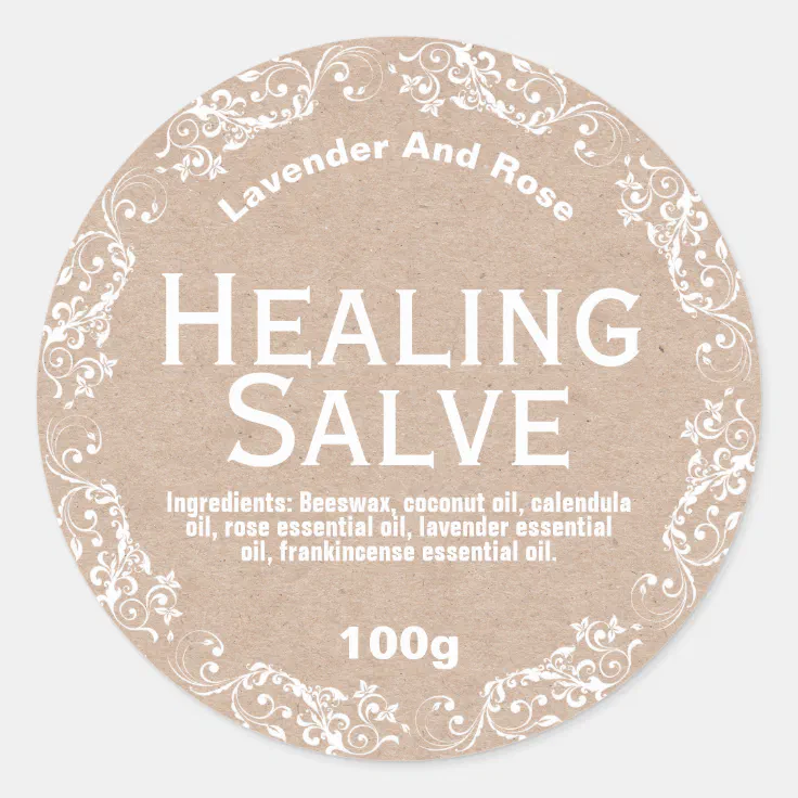 Country Kraft And Lace Herbal Balm Salve Labels | Zazzle