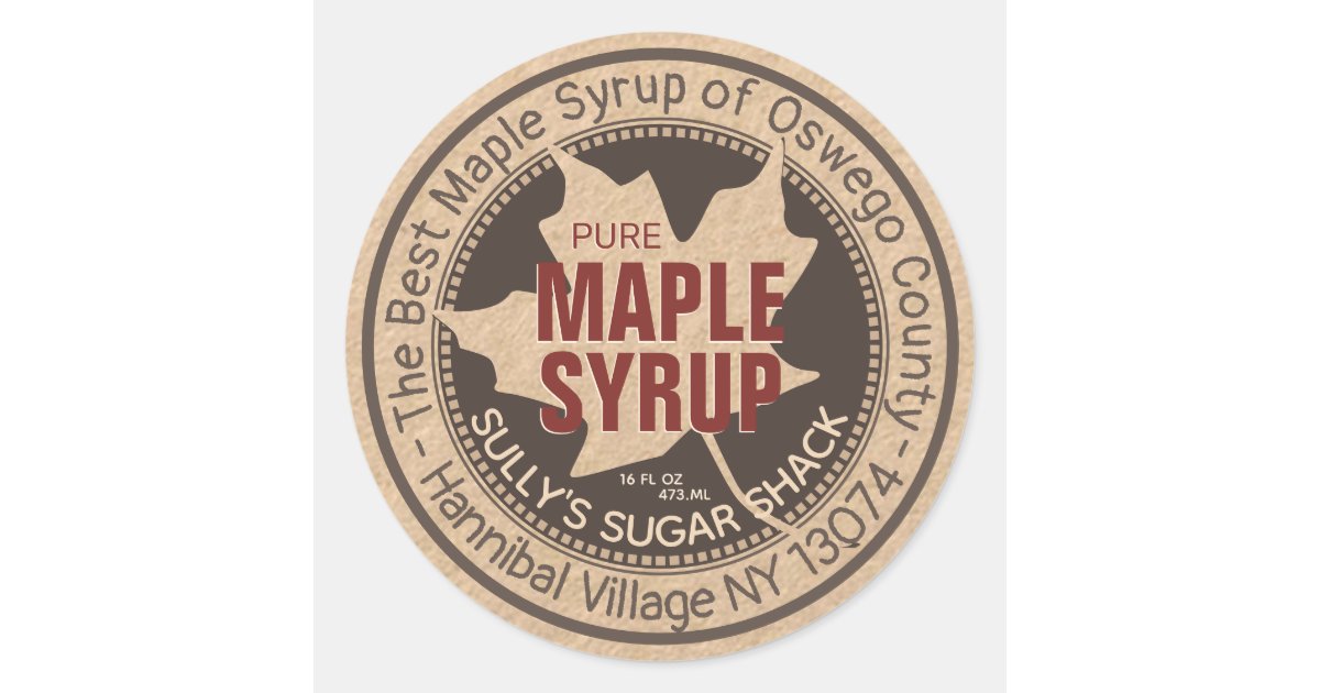 Country Kraft Maple Syrup Sticker | Zazzle