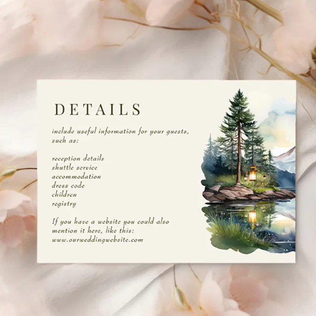 Country Lake Twilight Forest Wedding Enclosure Card | Zazzle