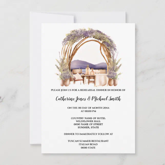 Country lavender wedding arch fine dining Tuscan Invitation | Zazzle