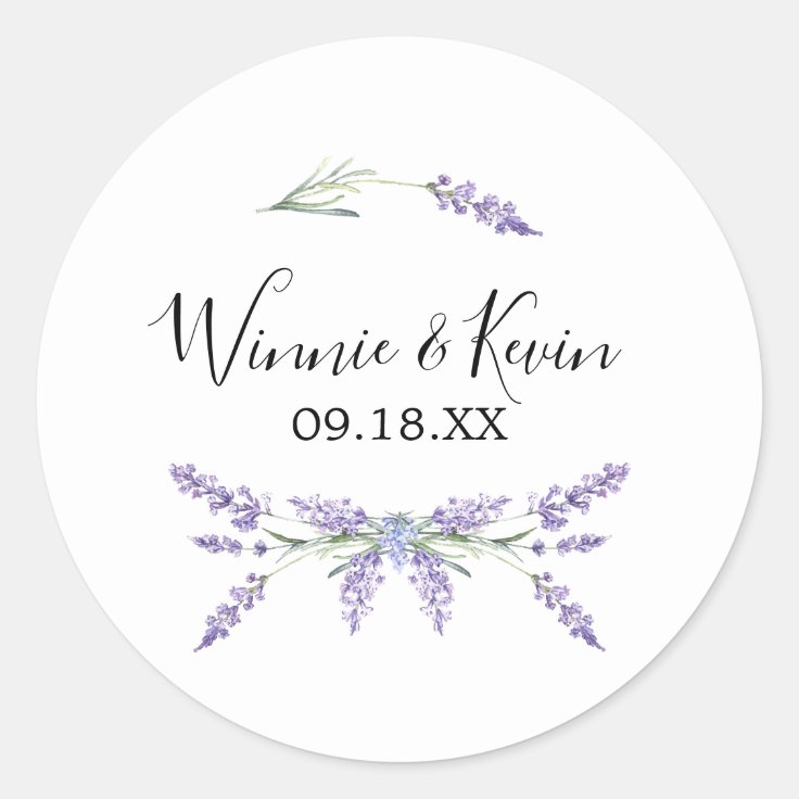 Country Lavender Wedding Stickers | Zazzle