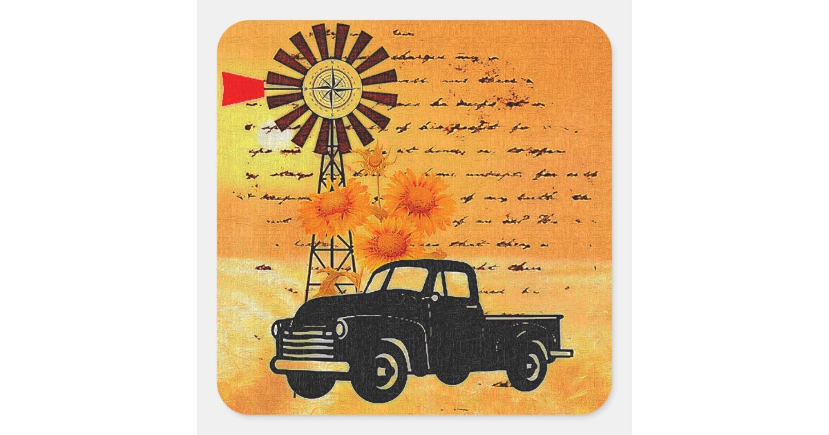 Country life square sticker | Zazzle
