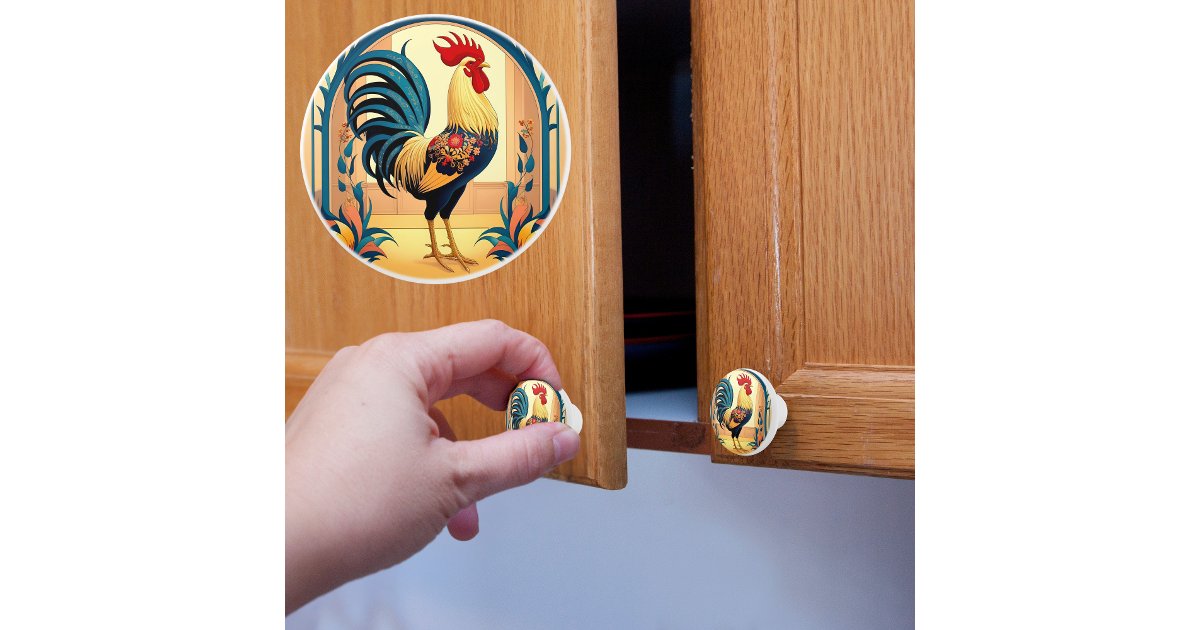 Country Manor Rooster Ceramic Knob | Zazzle