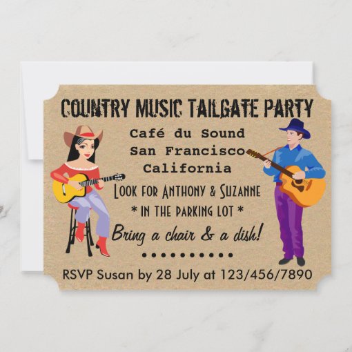 Country Music Tailgate Party Invitation | Zazzle