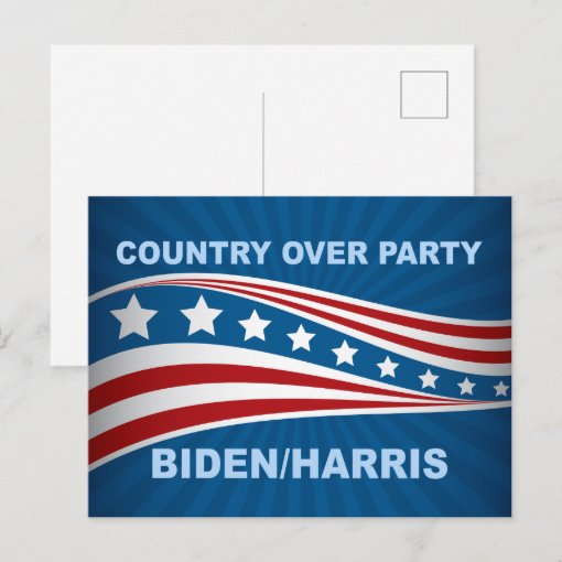 Country Over Party Biden Harris Postcard | Zazzle