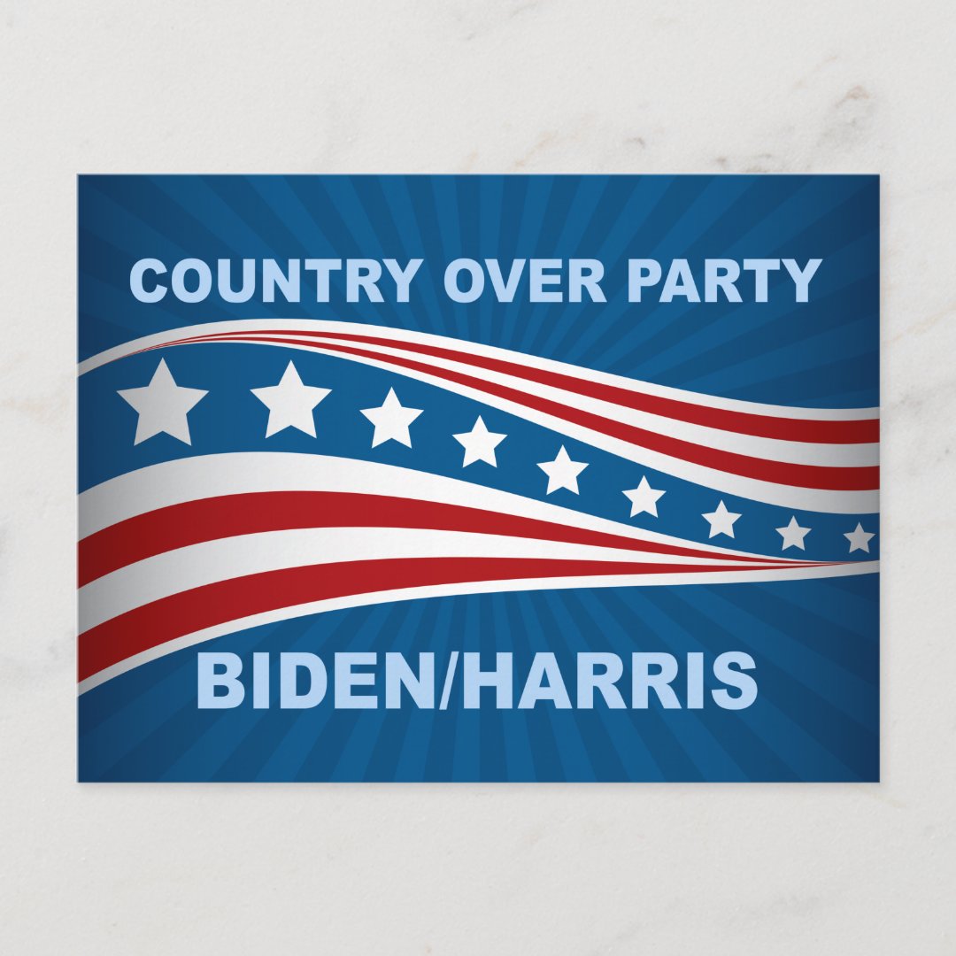 Country Over Party Biden Harris Postcard | Zazzle