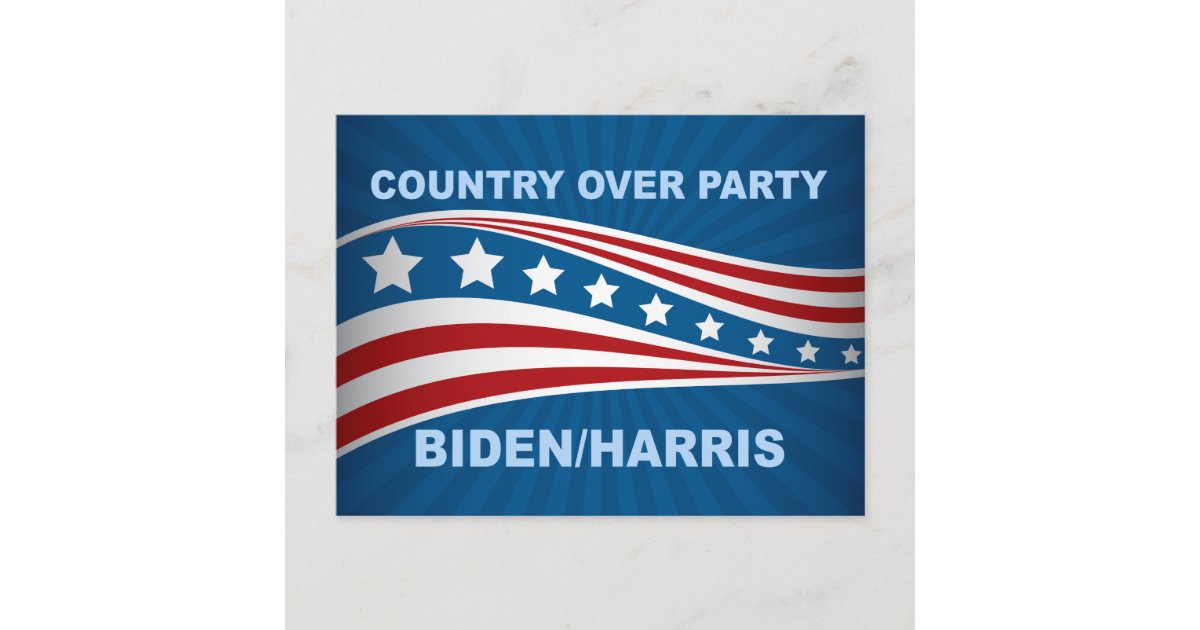 Country Over Party Biden Harris Postcard | Zazzle