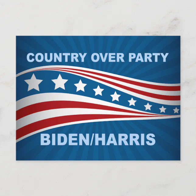 Country Over Party Biden Harris Postcard | Zazzle