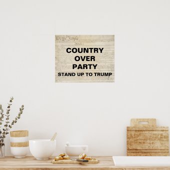 Country Over Party Stand Up to Trump Protest Poster | Zazzle