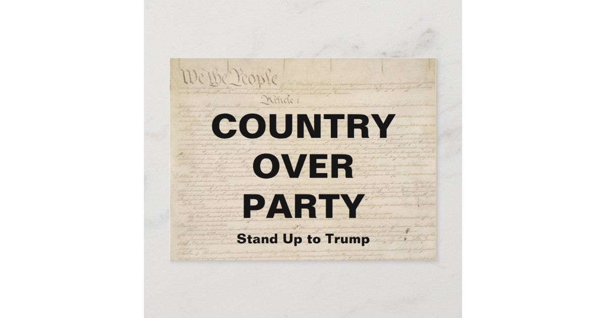 Country Over Party Stand Up to Trump Resistance Invitation Postcard ...