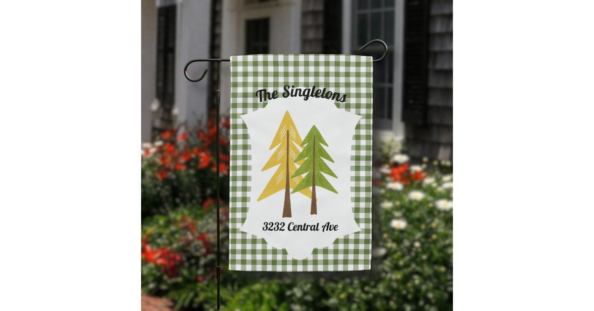 Country Pines Address Garden Flag | Zazzle