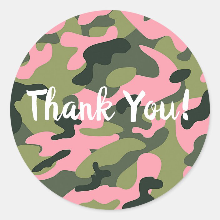 Country Pink Green Army Camo Camouflage Birthday Classic Round Sticker ...
