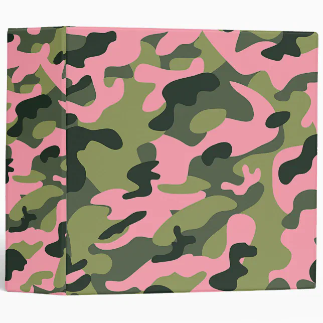 Country Pink Green Army Camo Camouflage Pattern 3 Ring Binder | Zazzle