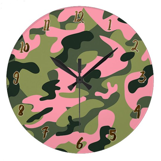 Country Pink Green Army Camo Camouflage Pattern Large Clock | Zazzle.com