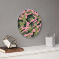 Country Pink Green Army Camo Camouflage Pattern Large Clock | Zazzle