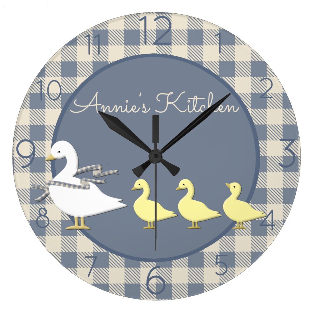 Country Plaid Goose Personalized Large Clock | Zazzle