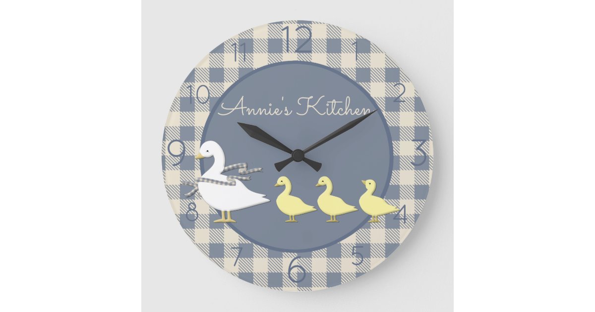 Country Plaid Goose Personalized Large Clock | Zazzle