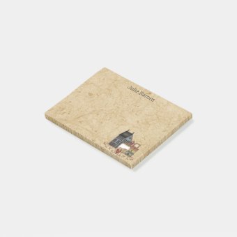 Country Primitive Folk Art Blue Saltbox Home Post-it Notes | Zazzle