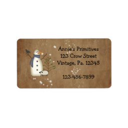 Country Primitive Snowman Label | Zazzle