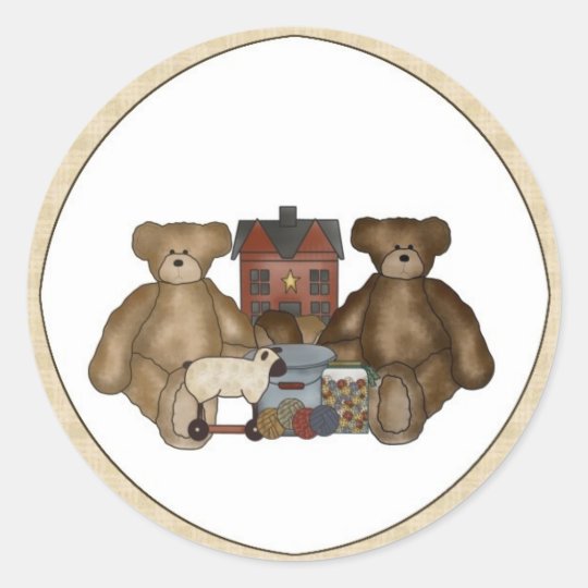 Country Primitive Teddy Bears & Toys Stickers | Zazzle.com
