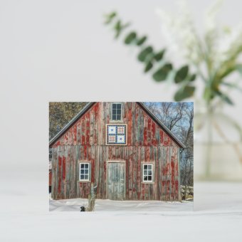 Country Quilt Old Barn Postcard | Zazzle