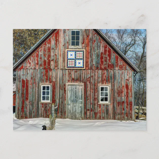 Country Quilt Old Barn Postcard | Zazzle