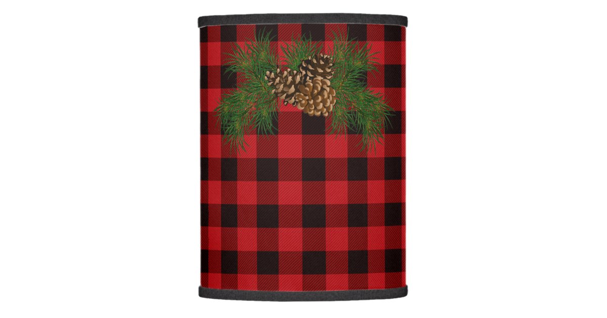 Country red and black plaid pine cone lamp shade | Zazzle