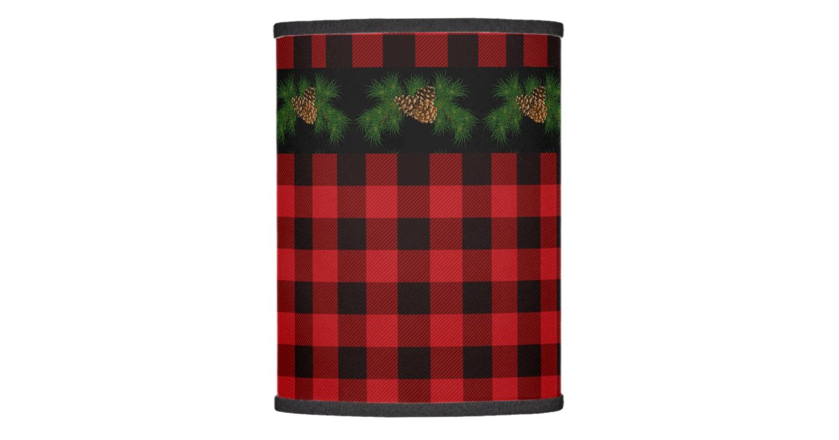 Country red and black plaid pine cone lamp shade | Zazzle