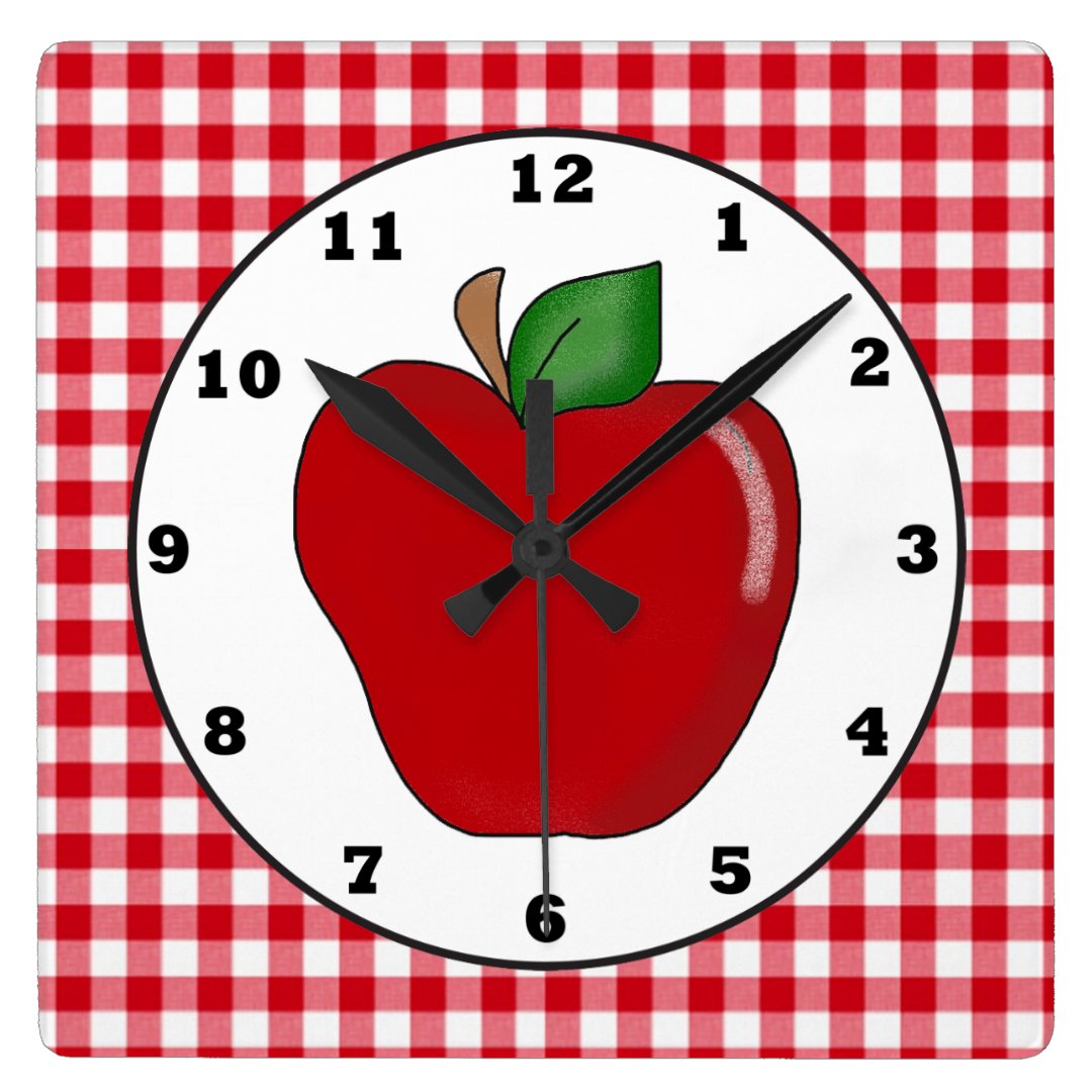 Country red apple fruit wall clock | Zazzle