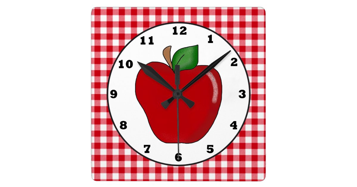 Country red apple fruit wall clock | Zazzle.com