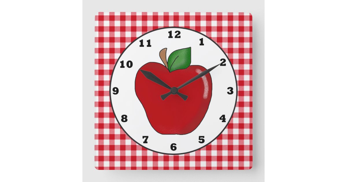 Country red apple fruit wall clock | Zazzle