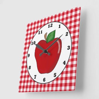 Country red apple fruit wall clock | Zazzle