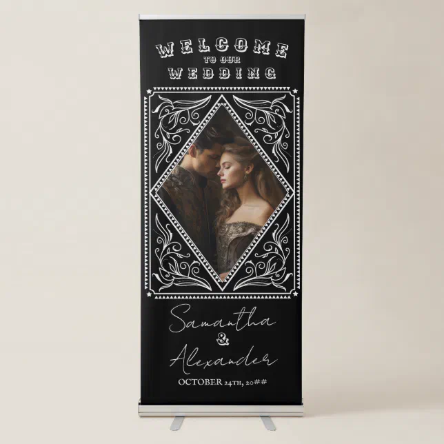 Country Roll Up Photo Wedding Welcome Entrance Retractable Banner | Zazzle