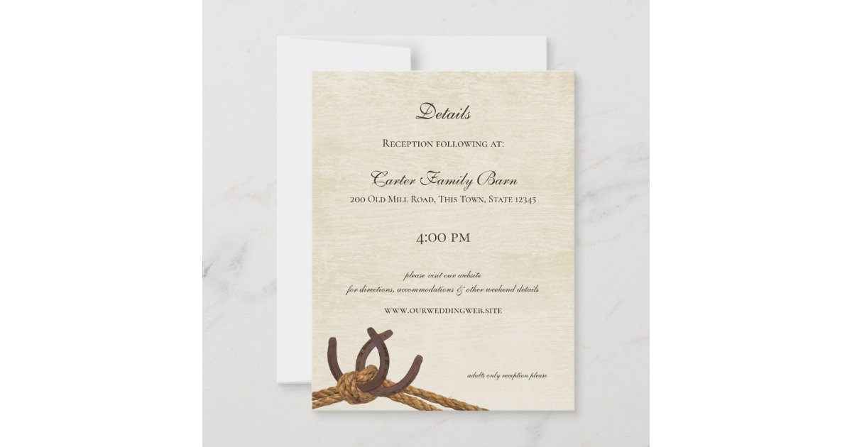 Country Rope and Horseshoes Wedding Invitation | Zazzle