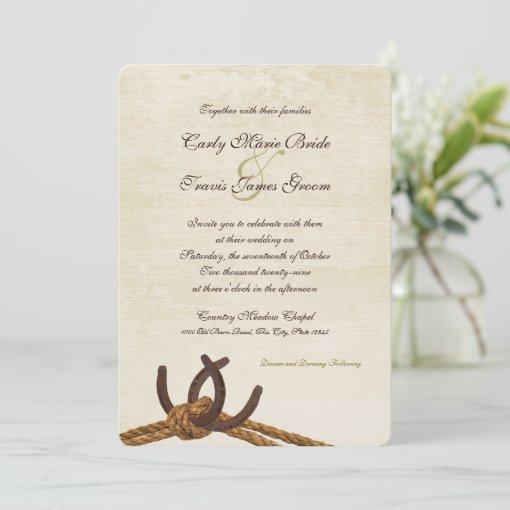 Country Rope and Horseshoes Wedding Invitation | Zazzle