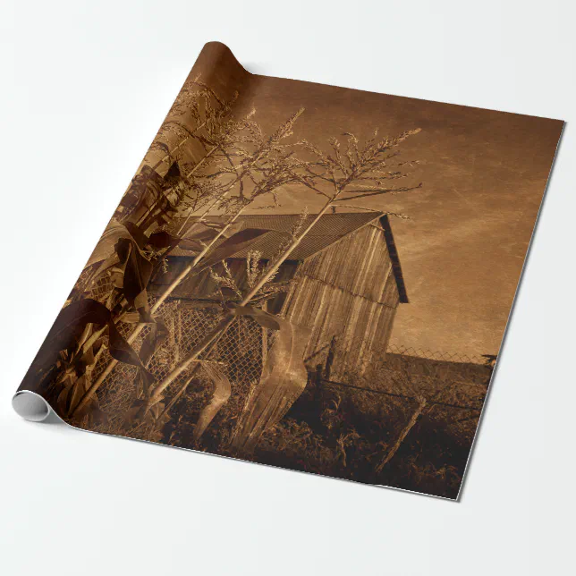 Country Rustic Barn Vintage Brown Farm Texture Wrapping Paper | Zazzle