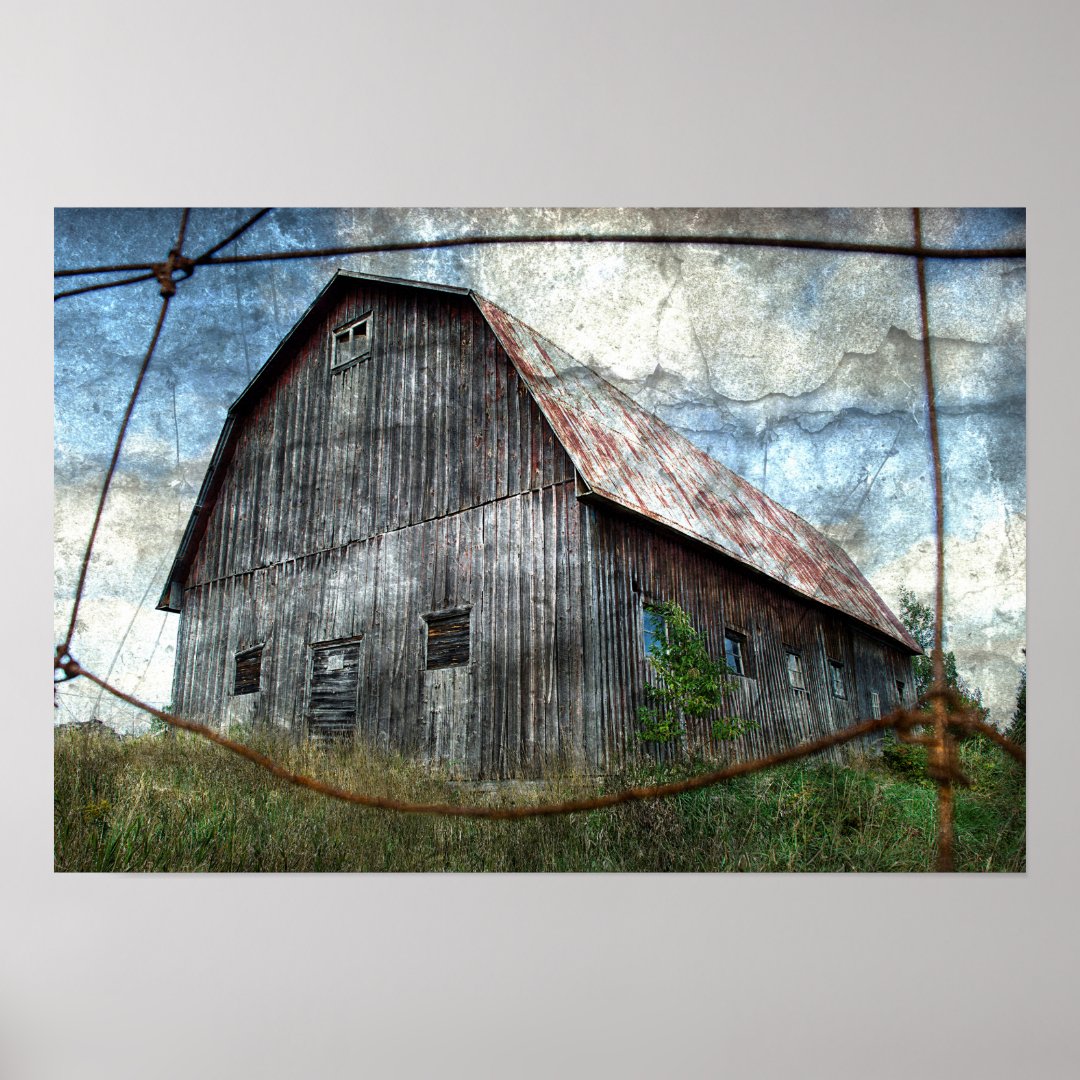 Country Rustic Barn Vintage Texture Design Poster | Zazzle
