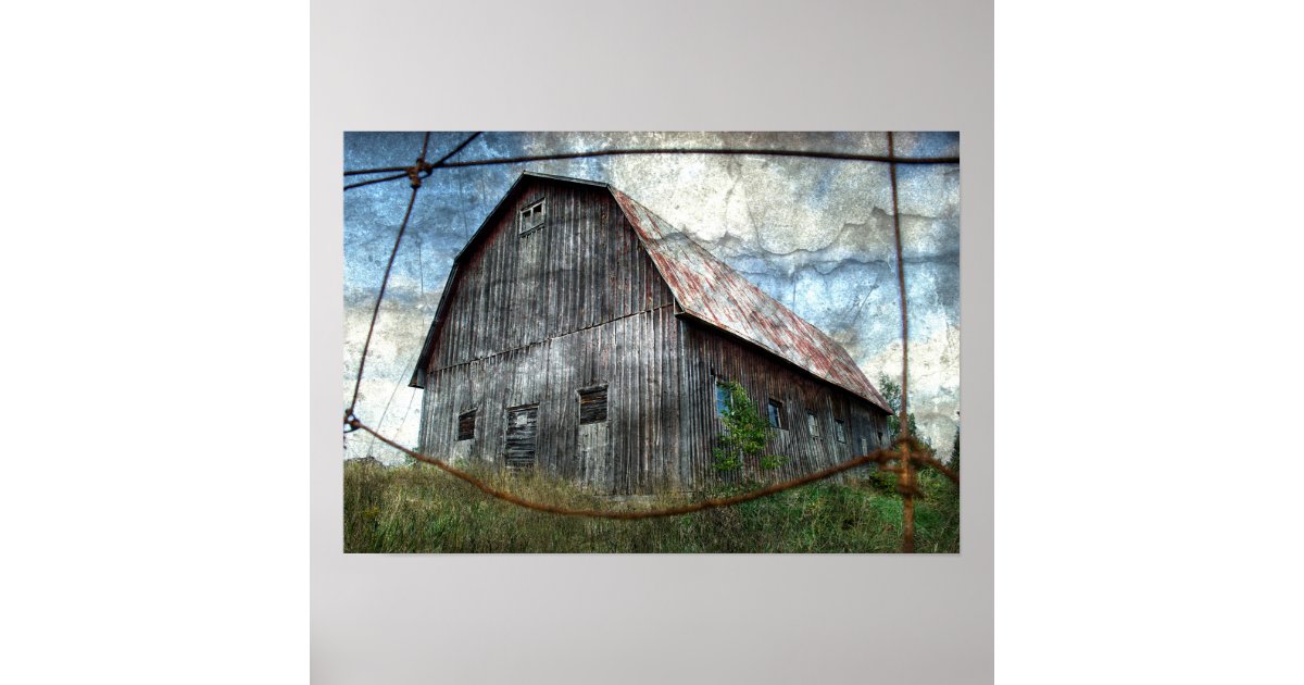 Country Rustic Barn Vintage Texture Design Poster | Zazzle