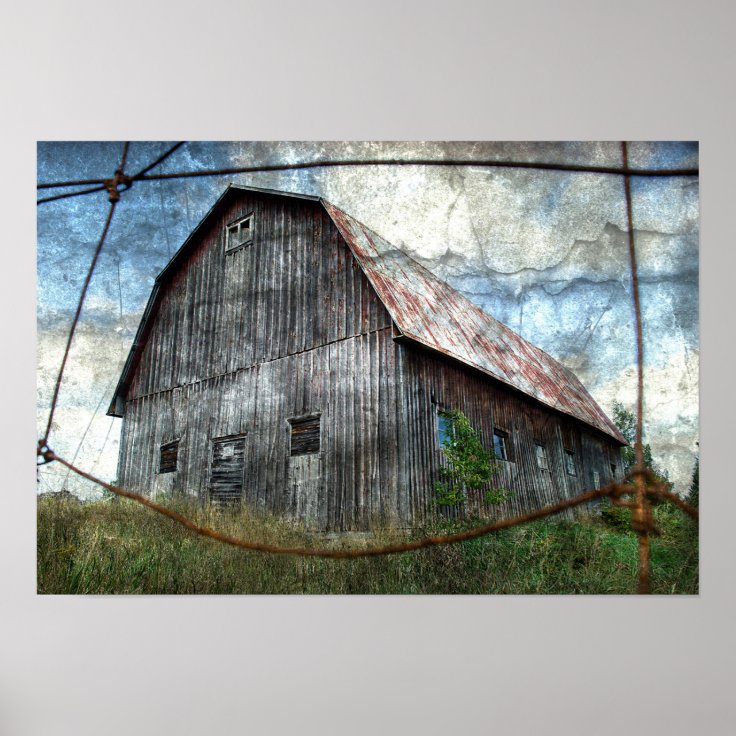 Country Rustic Barn Vintage Texture Design Poster | Zazzle