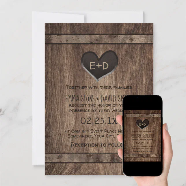 Country Rustic Barn Wood Wedding Invitation | Zazzle